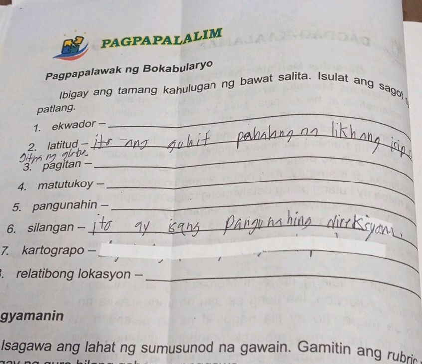 Pagpapalawak ng Bokabularyo Ibigay ang | StudyX