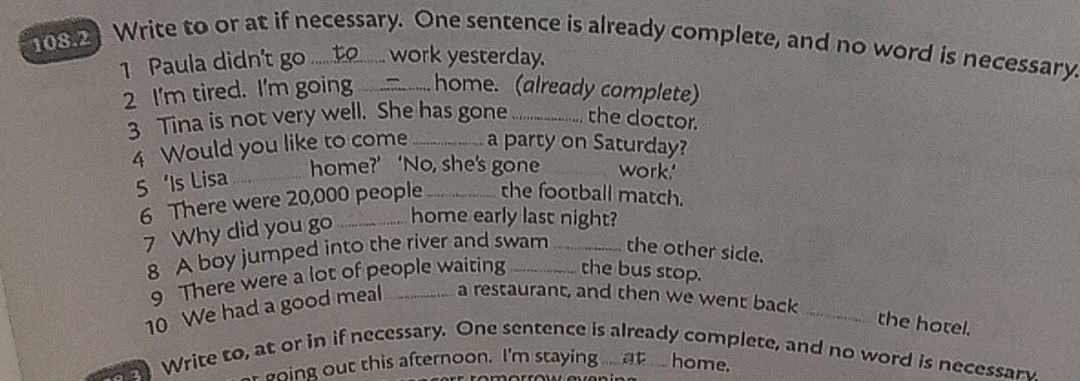 Write to or at if necessary. One sentence is | StudyX