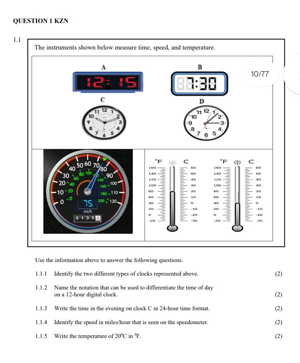 The instruments shown below measure time, | StudyX
