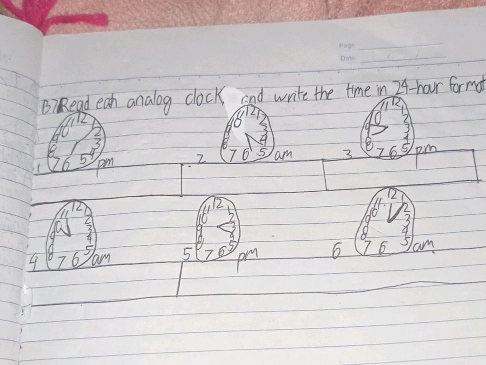 Read each analog clock, and write the time | StudyX