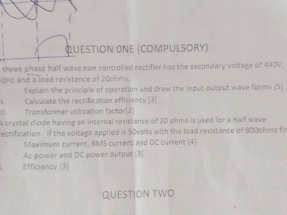 QUESTION ONE (COMPULSORY) A three phase | StudyX