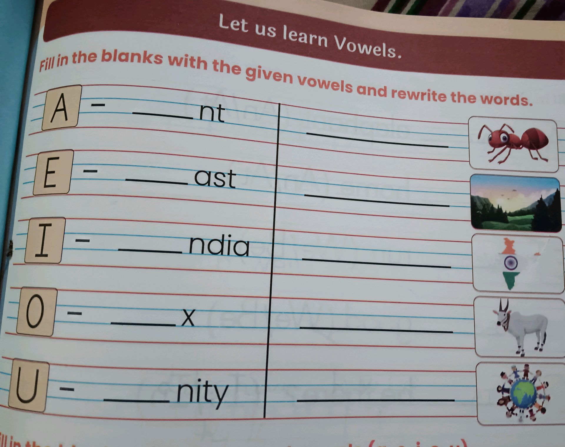 Fill in the blanks with the given vowels and | StudyX