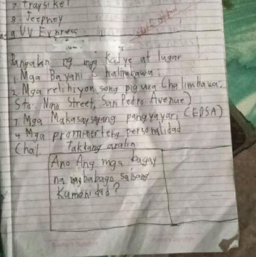 Ano Ang mga bagay na nagbabago sa isang | StudyX