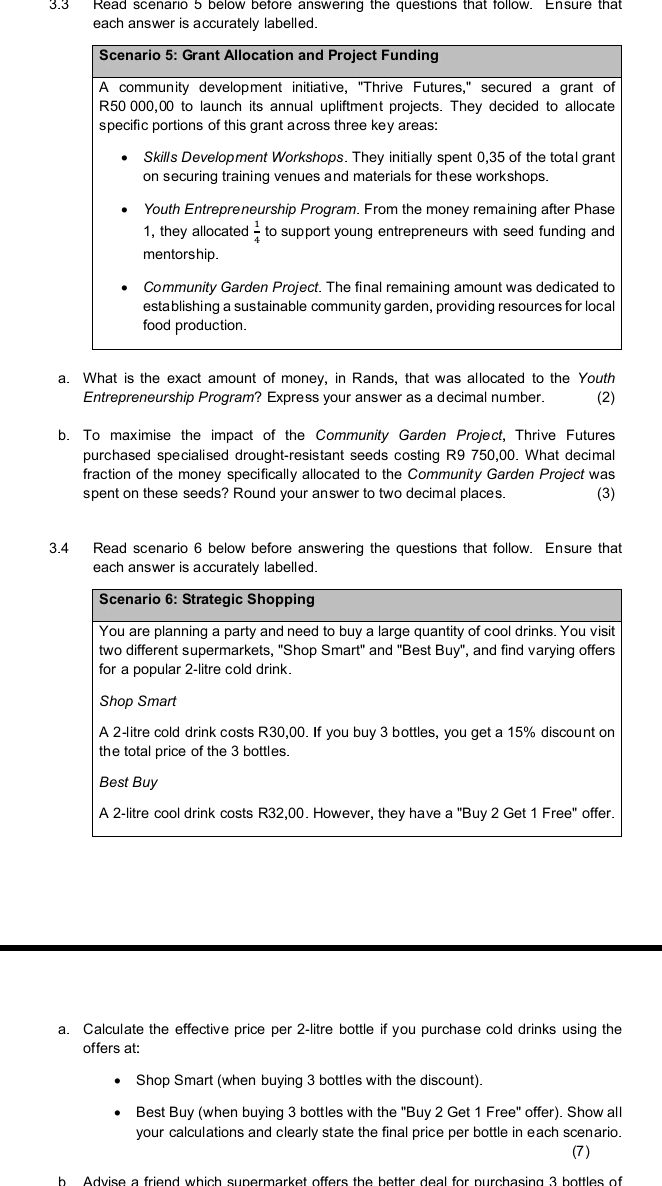 3.3 Read scenario 5 below before answering | StudyX