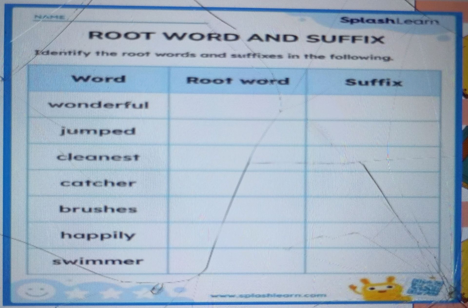 ROOT WORD AND SUFFIX Identify the root words | StudyX
