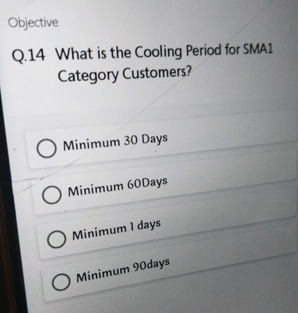 Q.14 What is the Cooling Period for SMA1 | StudyX