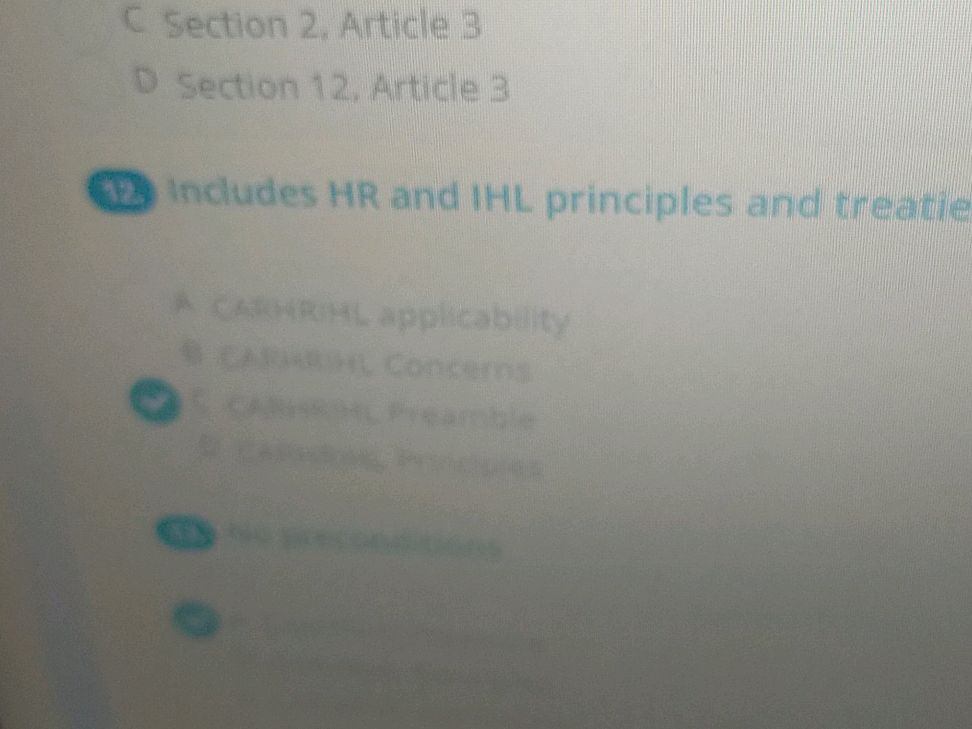 12. Includes HR and IHL principles and | StudyX