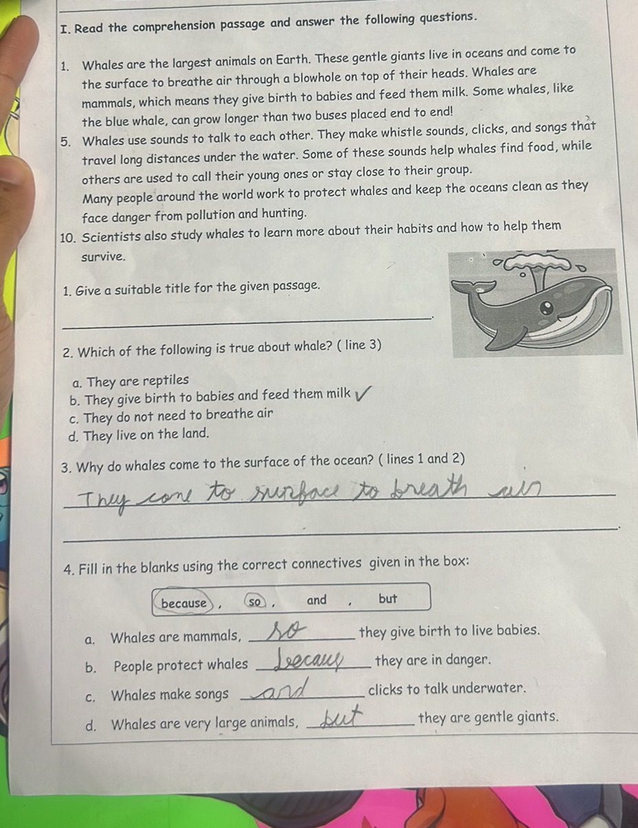 I. Read the comprehension passage and answer | StudyX