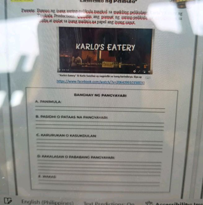 Panuto: Bumuo ng isang suring-pelikula | StudyX