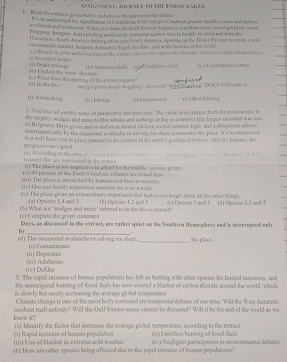 1. Read the extracts given below and answer | StudyX