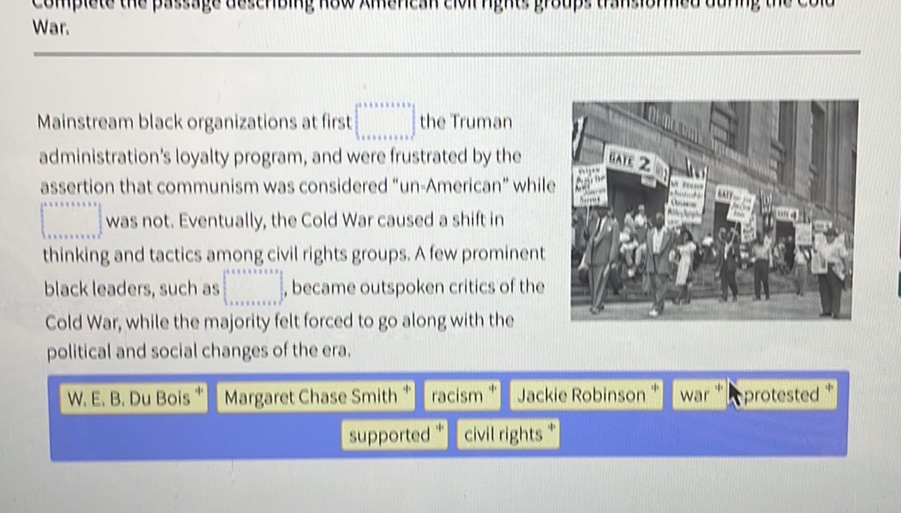 Complete the passage describing how American