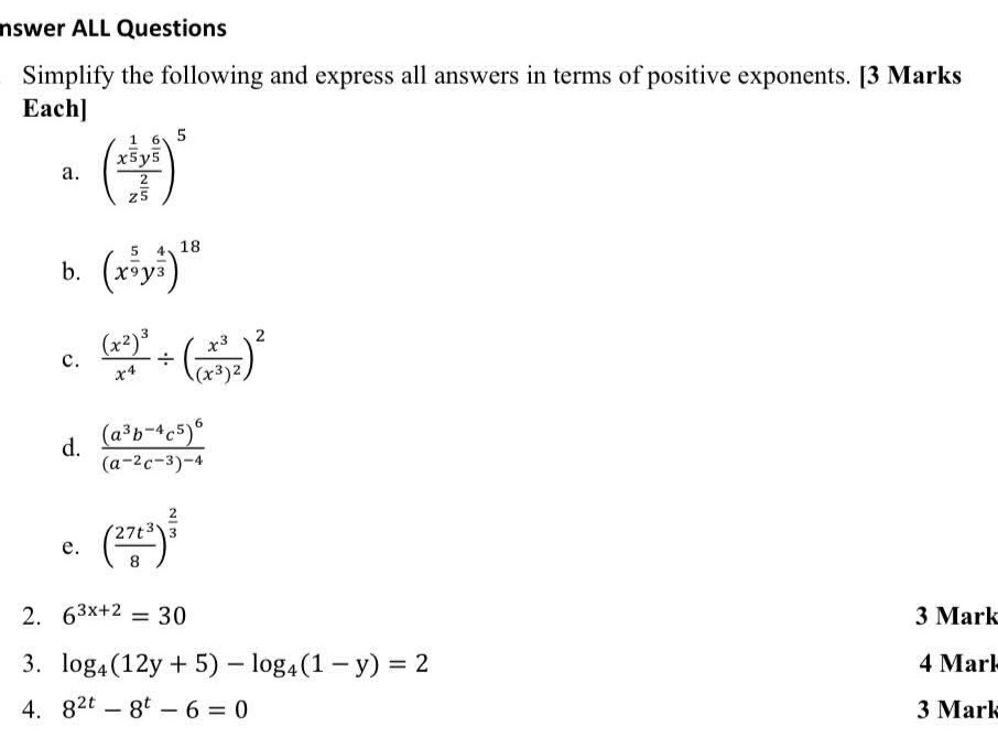 Simplify the following and express all | StudyX