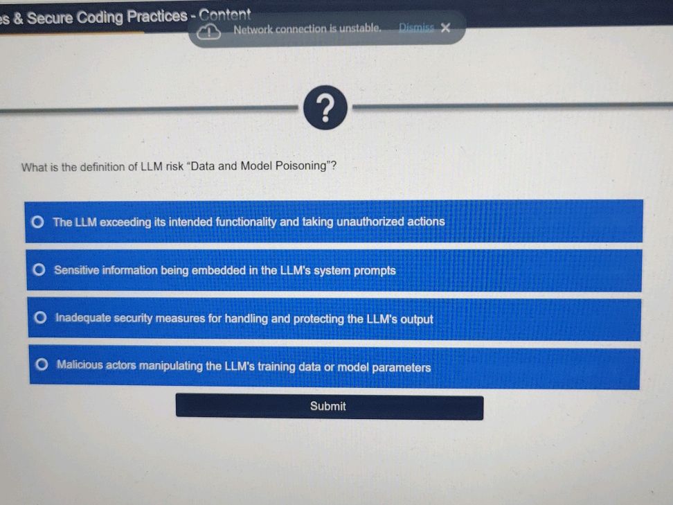 What is the definition of LLM risk "Data and