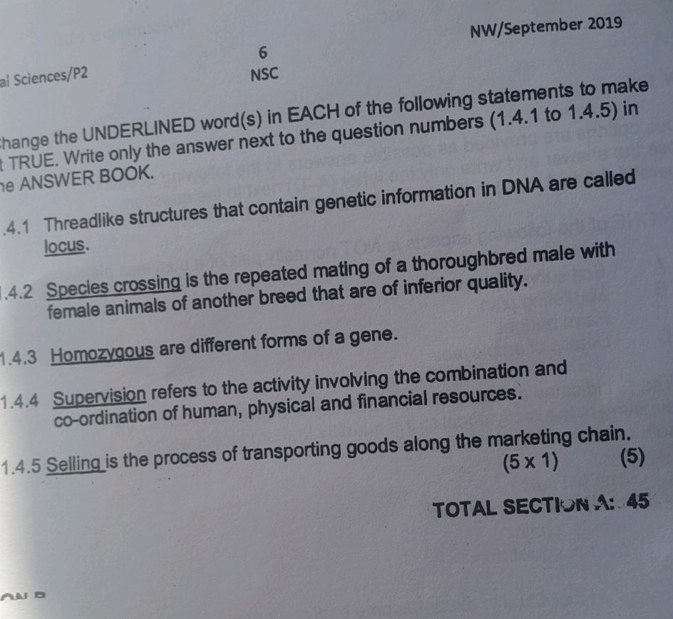 Change the UNDERLINED word(s) in EACH of the | StudyX