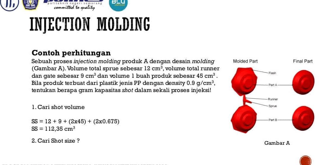 Sebuah proses injection molding produk A | StudyX