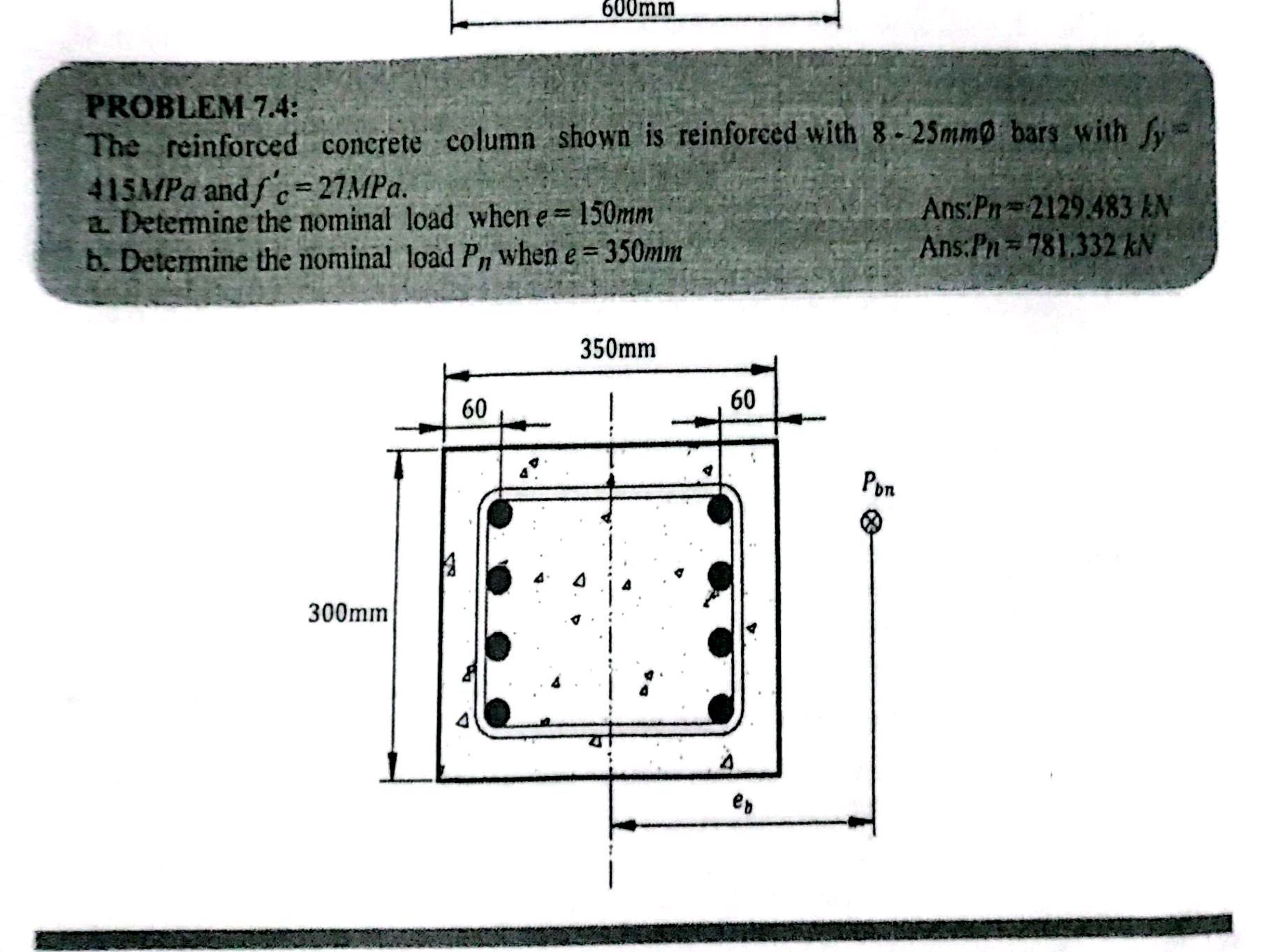 PROBLEM 7.4: The reinforced concrete column | StudyX