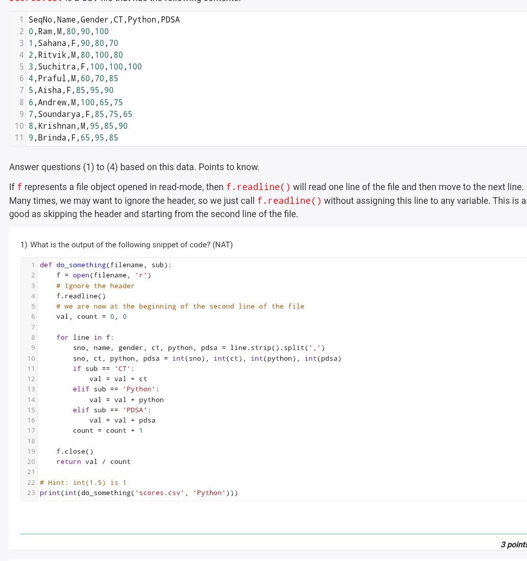 SeqNo, Name, Gender, CT, Python, PDSA 0, | StudyX
