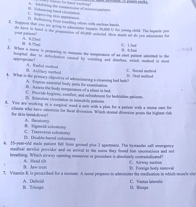1. What is the primary reason for hand | StudyX