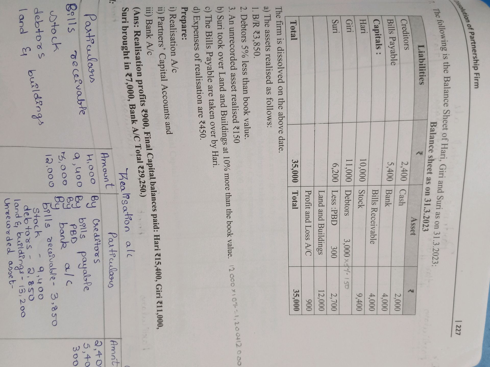 The following is the Balance Sheet of Hari, | StudyX
