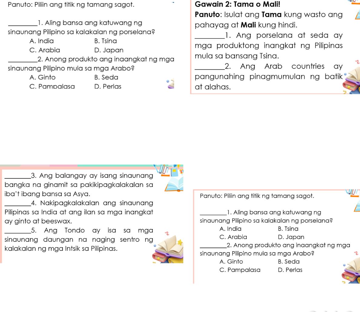 Panuto: Piliin ang titik ng tamang sagot. | StudyX