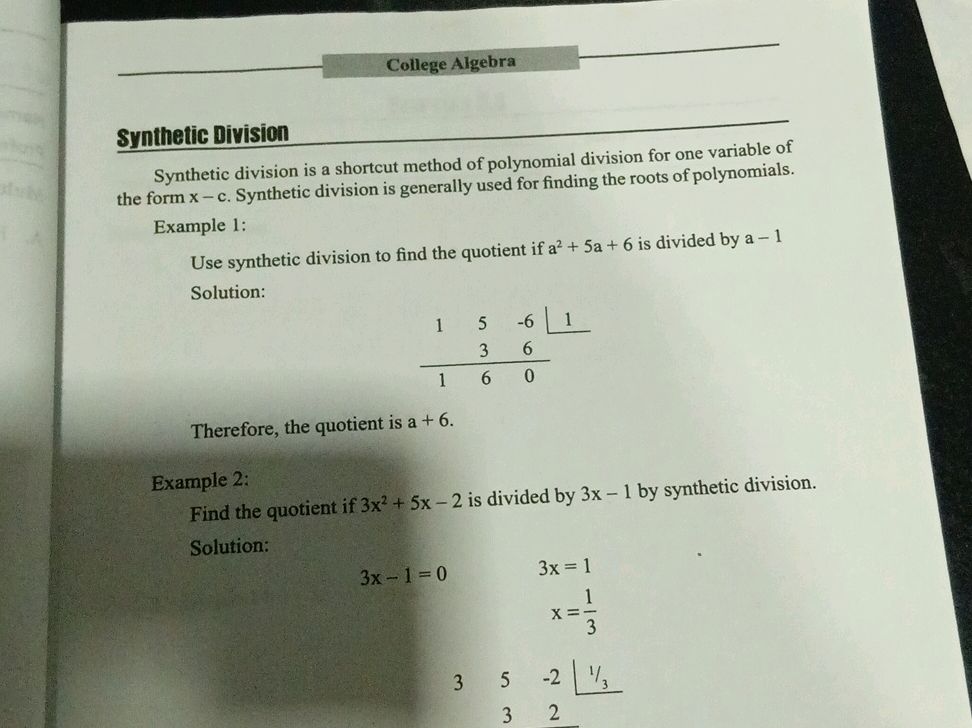 Use synthetic division to find the quotient | StudyX