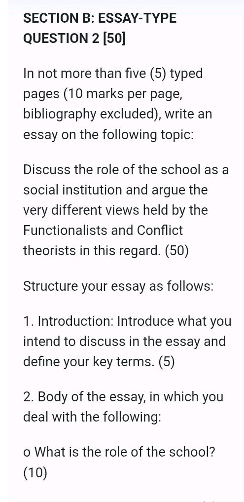 SECTION B: ESSAY-TYPE QUESTION 2 [50] In | StudyX