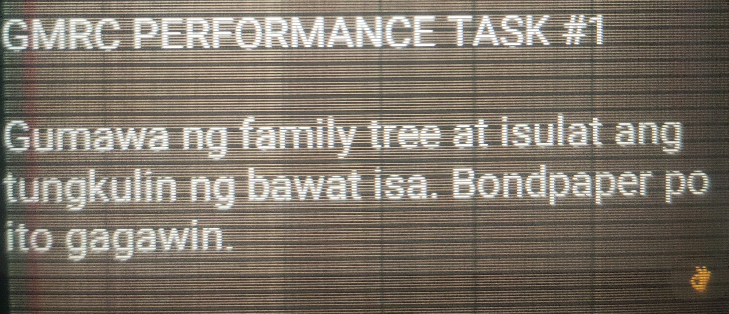 GMRC PERFORMANCE TASK #1 Gumawa ng family | StudyX