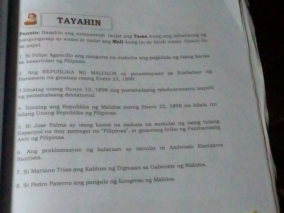 Panuto: Basahin ang sumusunod. Isulat ang | StudyX