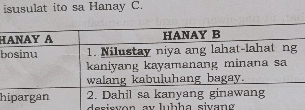 HANAY A | HANAY B ---|--- bosinu | 1.