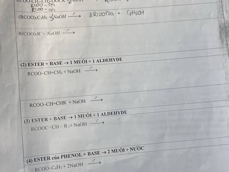 (RCOO)3C3H5 + NaOH 3RCOONa + C3H5OH | StudyX