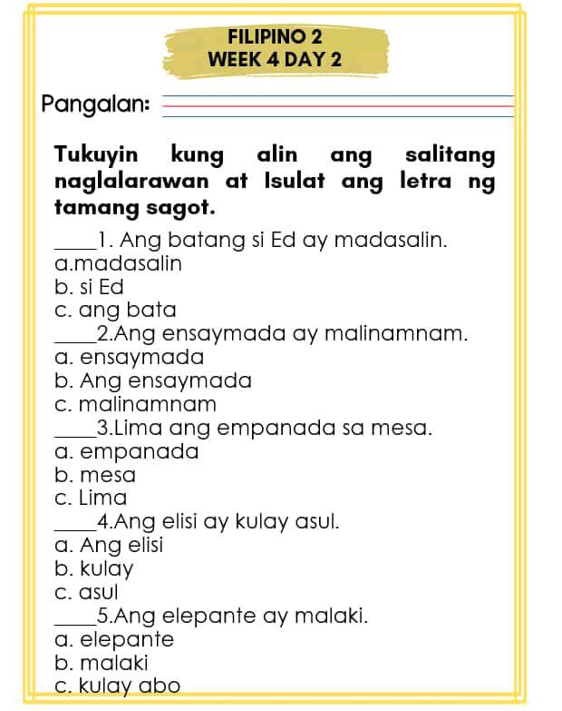 Tukuyin kung alin ang salitang naglalarawan | StudyX