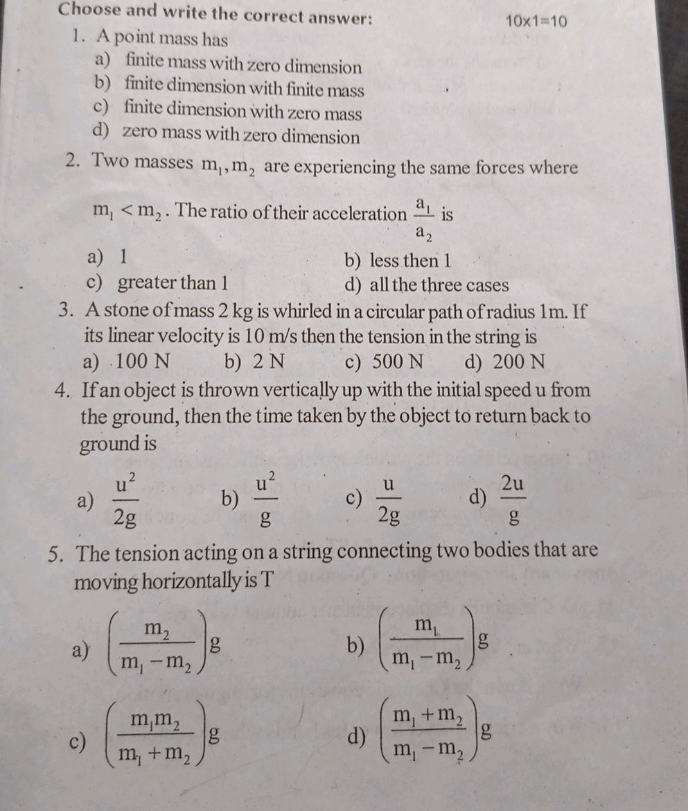 A point mass has a) finite mass with zero