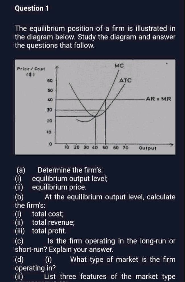 Question 1 The equilibrium position of a