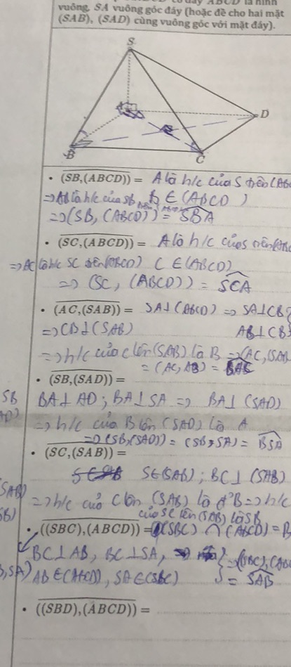 SB, (ABCD)) = A là h/c của S trên (ABCD) | StudyX