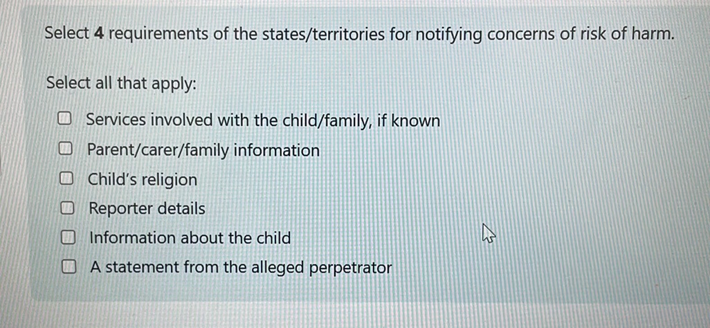 Select 4 requirements of the | StudyX