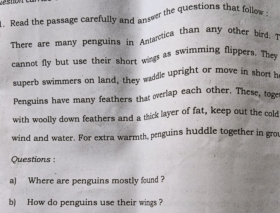 1. Read the passage carefully and answer the | StudyX