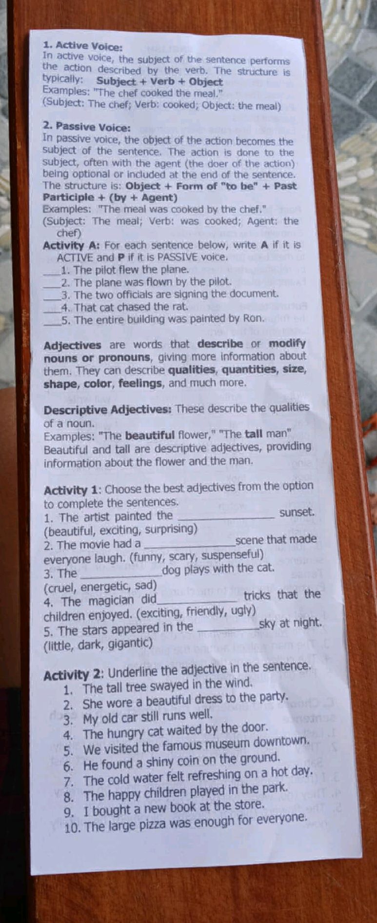 1. Active Voice: In active voice, the | StudyX