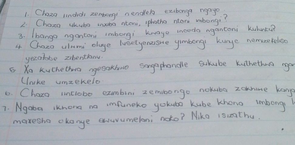 1. Chaza lindidi zembongi nendlela ezibonga | StudyX