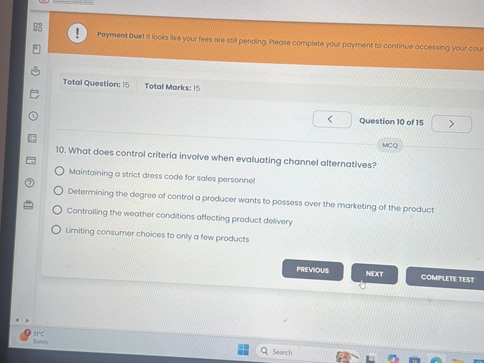 What does control criteria involve when