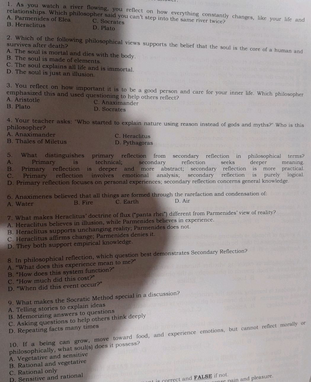 1. As you watch a river flowing, you reflect | StudyX