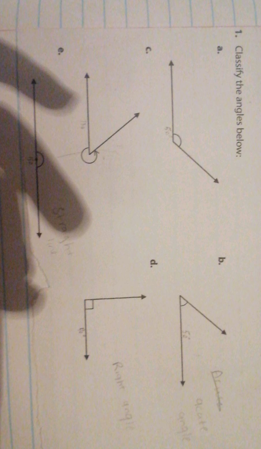 1. Classify the angles below: a. b. c. 50 | StudyX