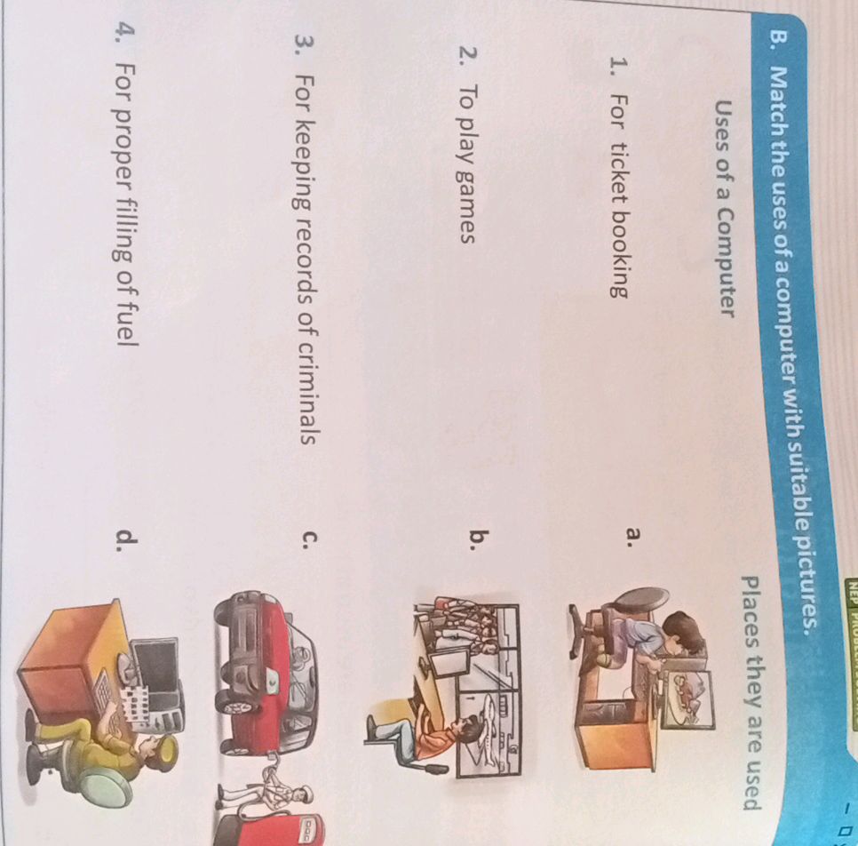 B. Match the uses of a computer with