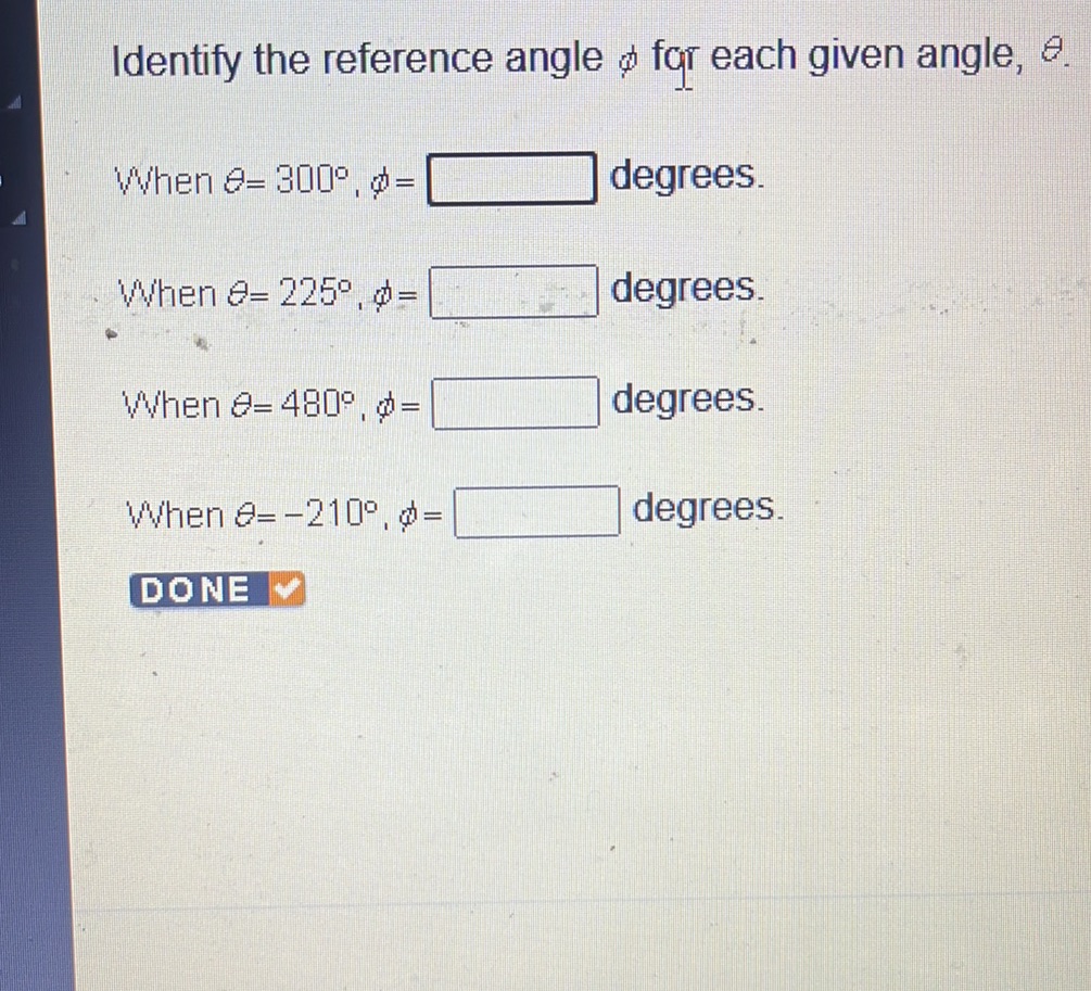 Identify the reference angle $ $ for each | StudyX