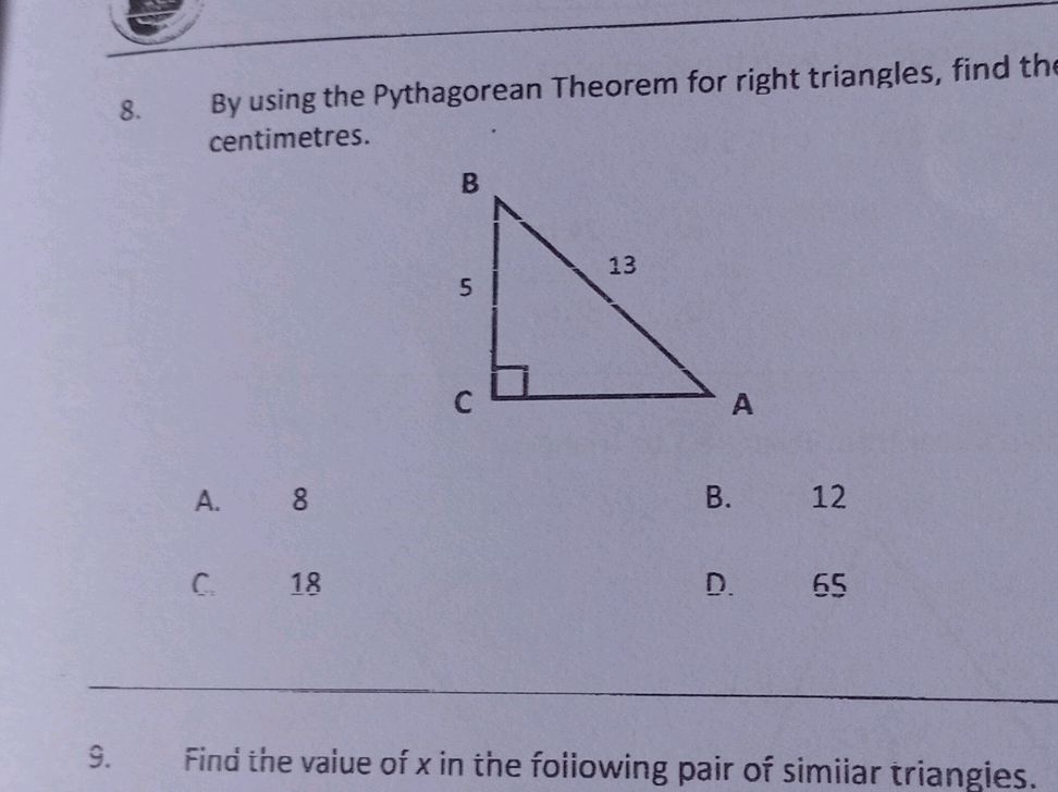 By using the Pythagorean Theorem for right | StudyX
