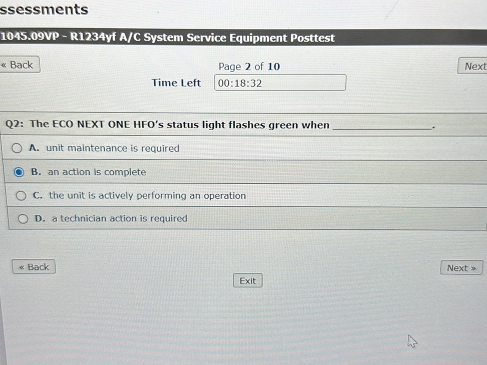 Q2: The ECO NEXT ONE HFO's status light
