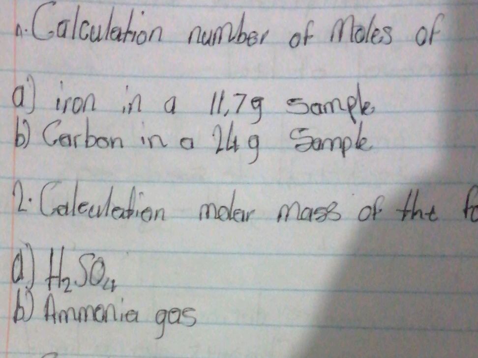1. Calculation number of Moles of a) iron | StudyX