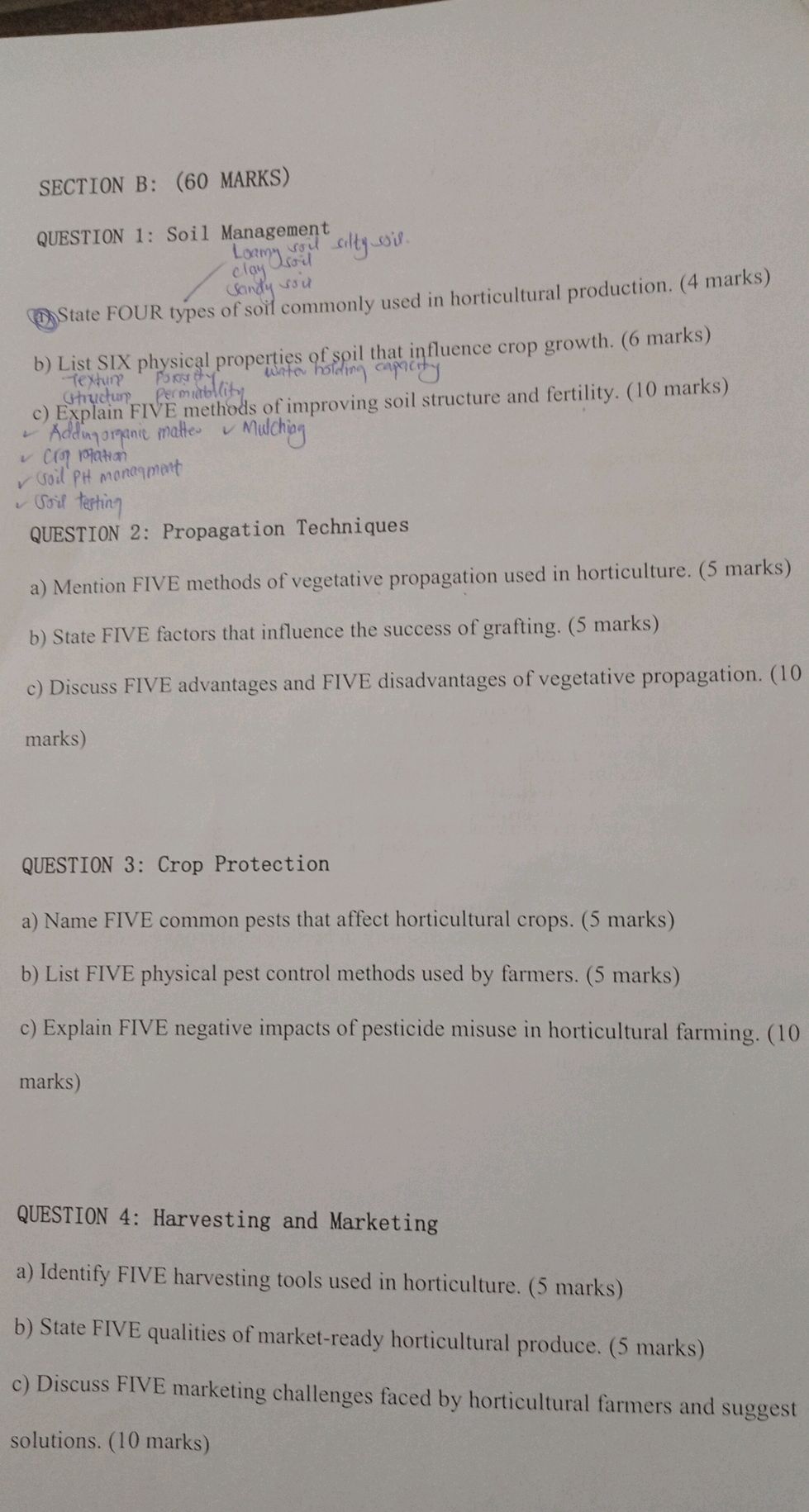 SECTION B: (60 MARKS) QUESTION 1: Soil | StudyX