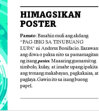 HIMAGSIKAN POSTER Panuto: Basahin muli ang | StudyX