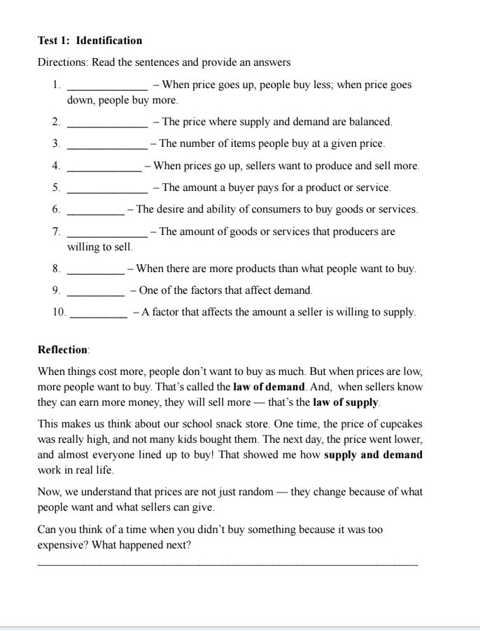 Test 1: Identification Directions: Read the | StudyX
