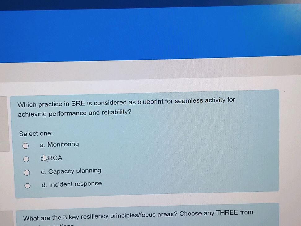 Which practice in SRE is considered as | StudyX